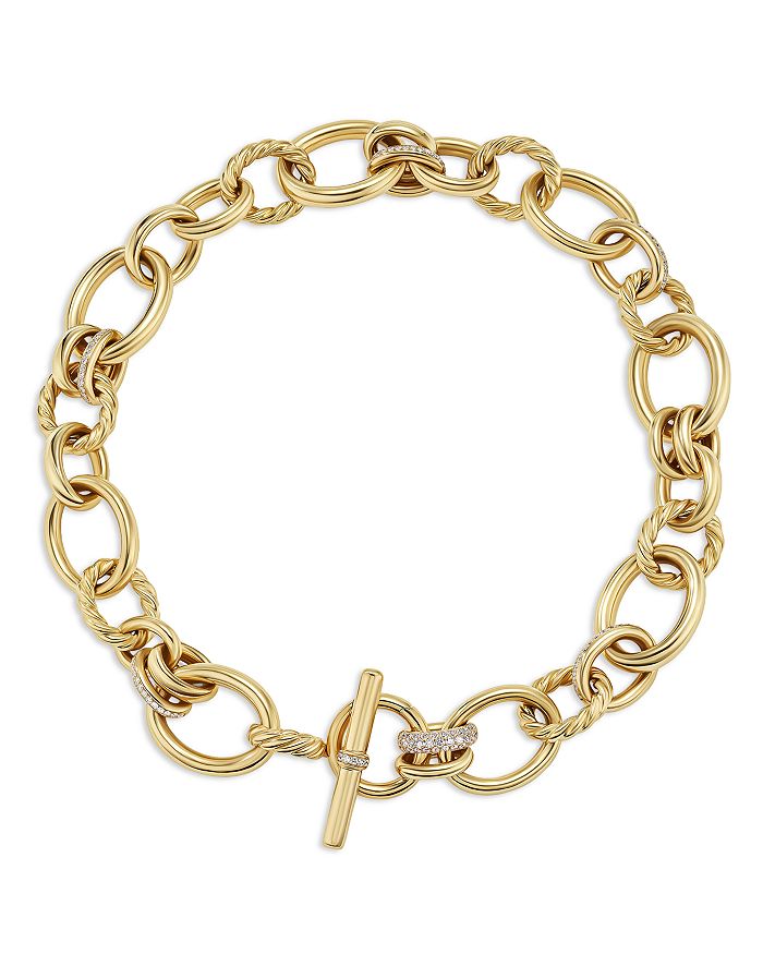 David Yurman 18K Yellow Gold Mercer Diamond Pavé Link Chain Necklace ...
