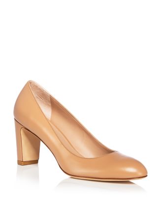 Stuart Weitzman Women's Vida 75 Almond Toe Block Heel Pumps ...