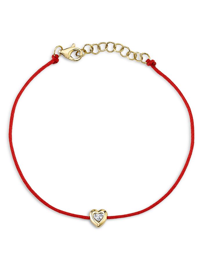 Moon & Meadow 14K Yellow Gold Diamond Heart String Bracelet ...