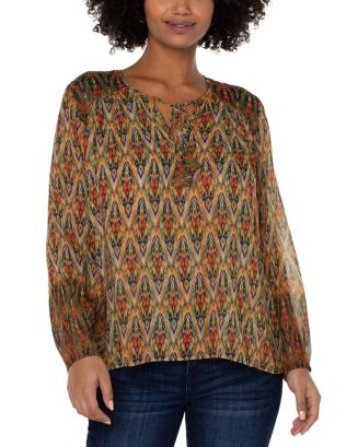 Liverpool Los Angeles Blouson Sleeve Printed Popover Blouse ...