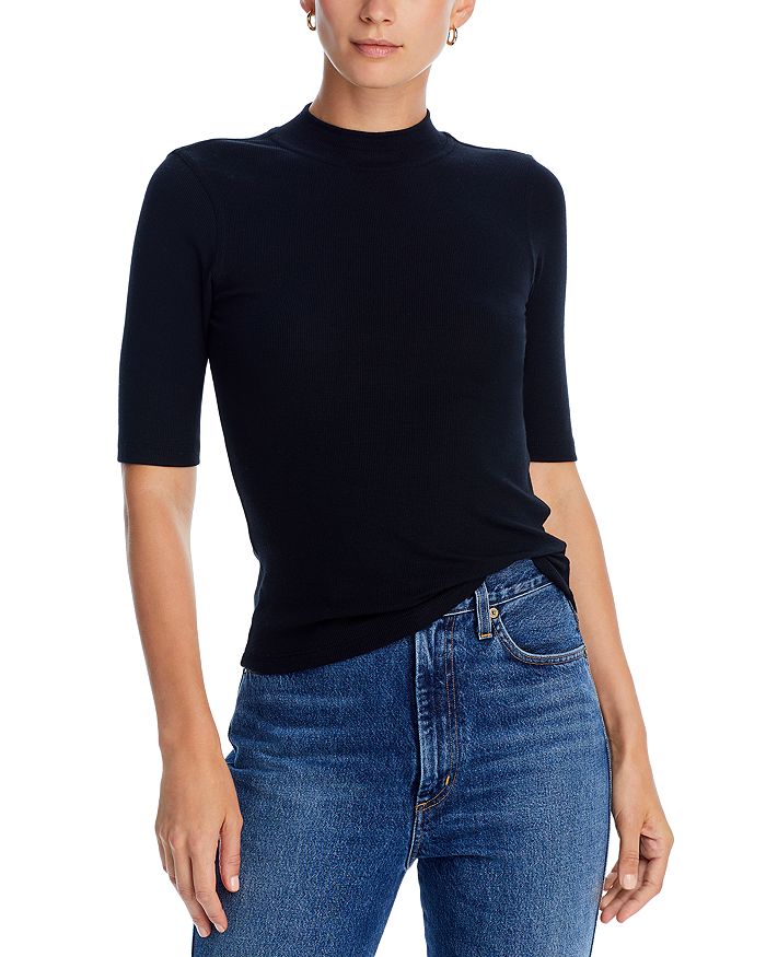 FRAME Rib Mock Neck Tee | Bloomingdale's