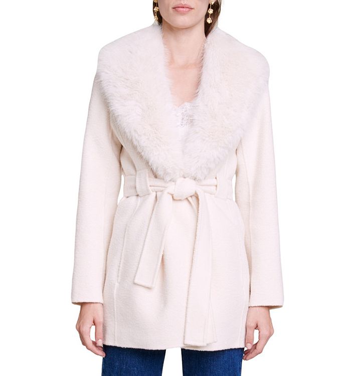 Maje Galaxyo Faux Fur Collar Coat | Bloomingdale's