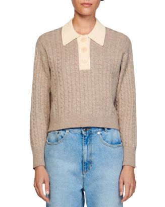 Sandro Reno Contrast Collar Sweater | Bloomingdale's