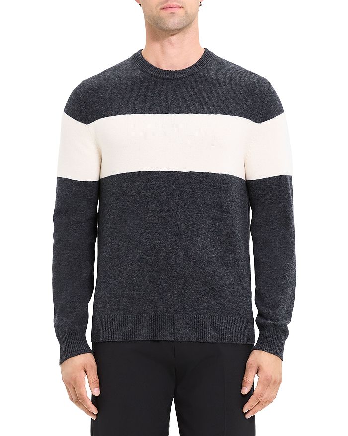 Theory Hilles Wool & Cashmere Stripe Crewneck Sweater | Bloomingdale's
