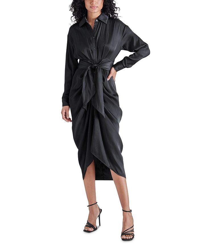 STEVE MADDEN Sula Tie Waist Long Sleeve Shirt Dress | Bloomingdale's