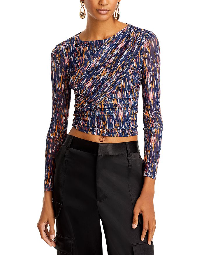 AQUA Mesh Draped Top - 100% Exclusive | Bloomingdale's