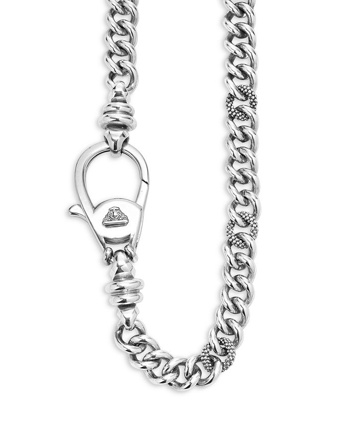 LAGOS Men's Sterling Silver Anthem Curb Link Chain Necklace/Key Chain ...