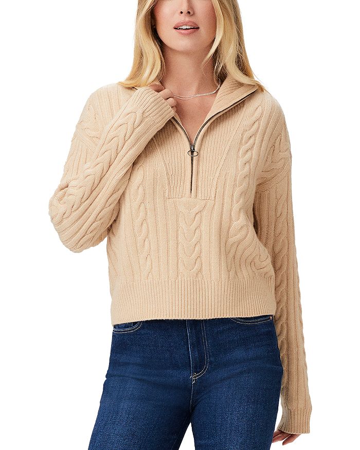 PAIGE Maylene Cable Knit Half Zip Sweater | Bloomingdale's