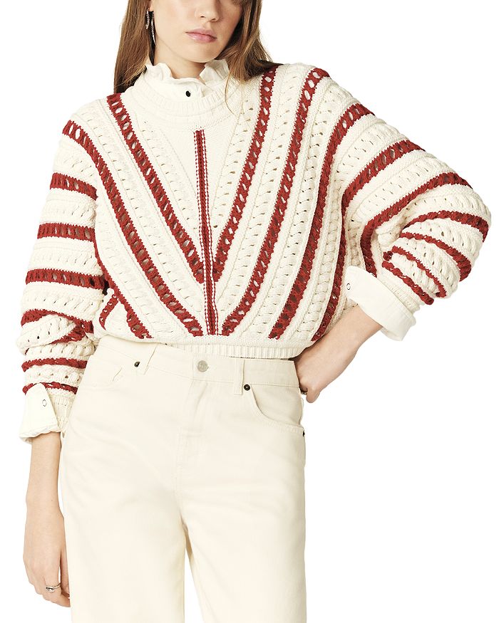 ba&sh Gardy Crochet Crewneck Pullover Sweater | Bloomingdale's