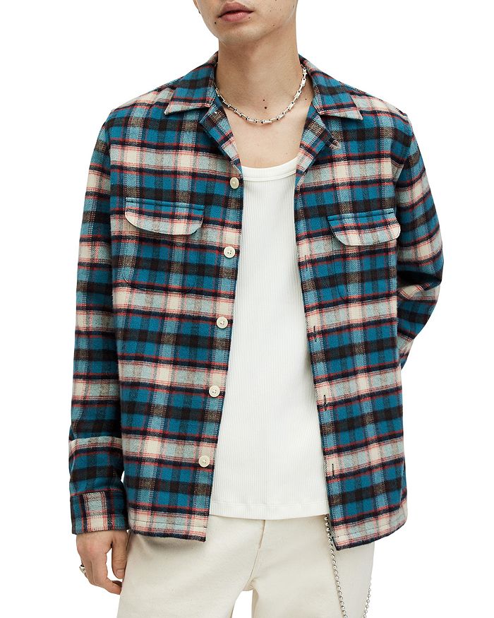 ALLSAINTS Crayo Relaxed Fit Embroidered Flannel Shirt | Bloomingdale's