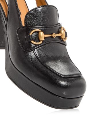 Gucci Women's Horsebit Slingback Platform Block Heel Mules Gucci Women's Horsebit Slingback Platform Block Heel Mules
