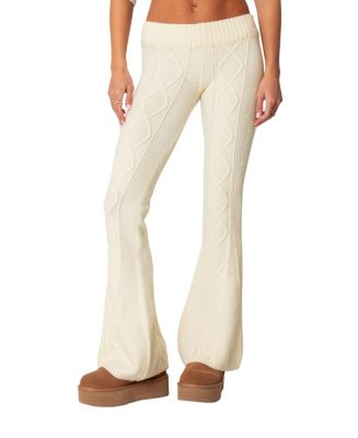Edikted Ray Cable Knit Flared Pants | Bloomingdale's