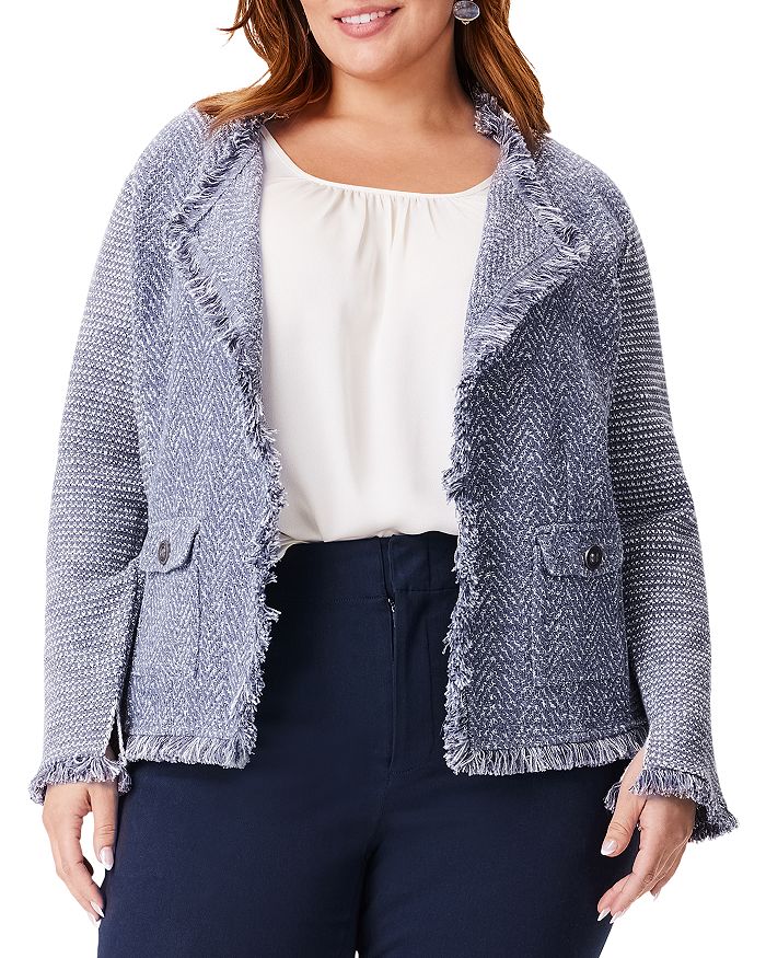 NIC+ZOE Plus Mix Knit Fringe Trim Jacket | Bloomingdale's