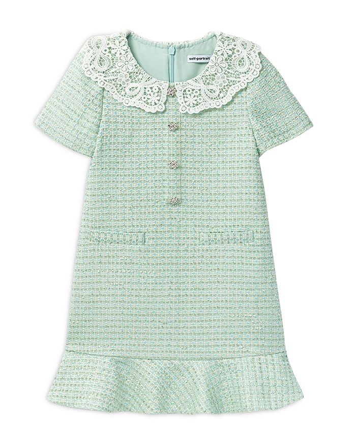 Self-Portrait Girls' Lace Collar Bouclé Dress - Little Kid, Big Kid ...