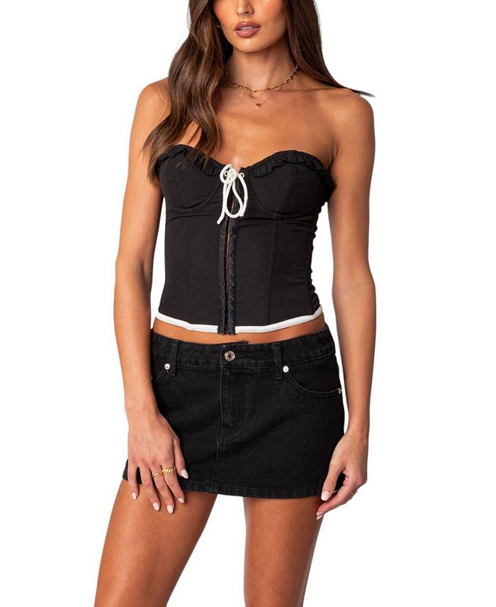 Edikted Abbey Tie Front Corset Top | Bloomingdale's