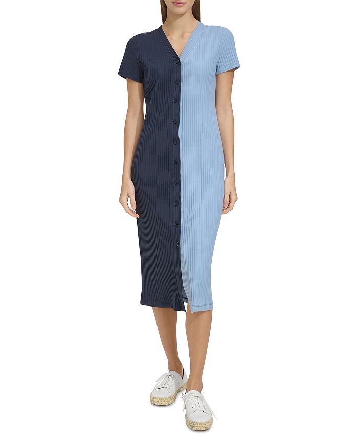 Marc New York Ribbed Color Block Midi Dress | Bloomingdale's
