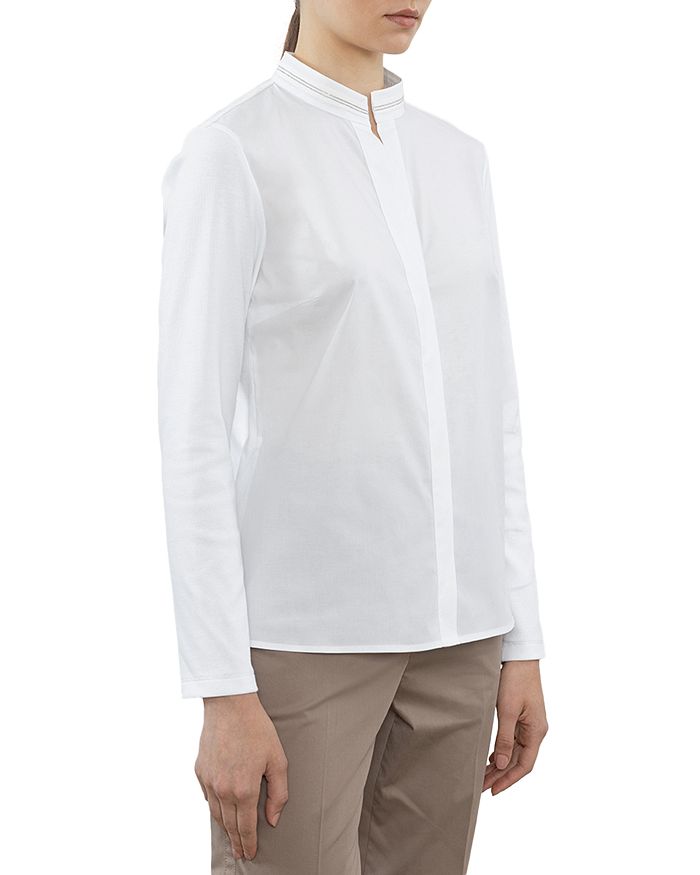 Peserico Embellished Band Collar Shirt | Bloomingdale's