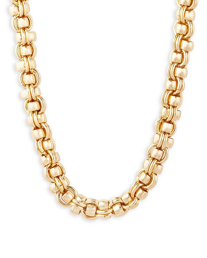 AQUA Double Link Chain Necklace in 16K Gold Plated, 16" - 100% ...