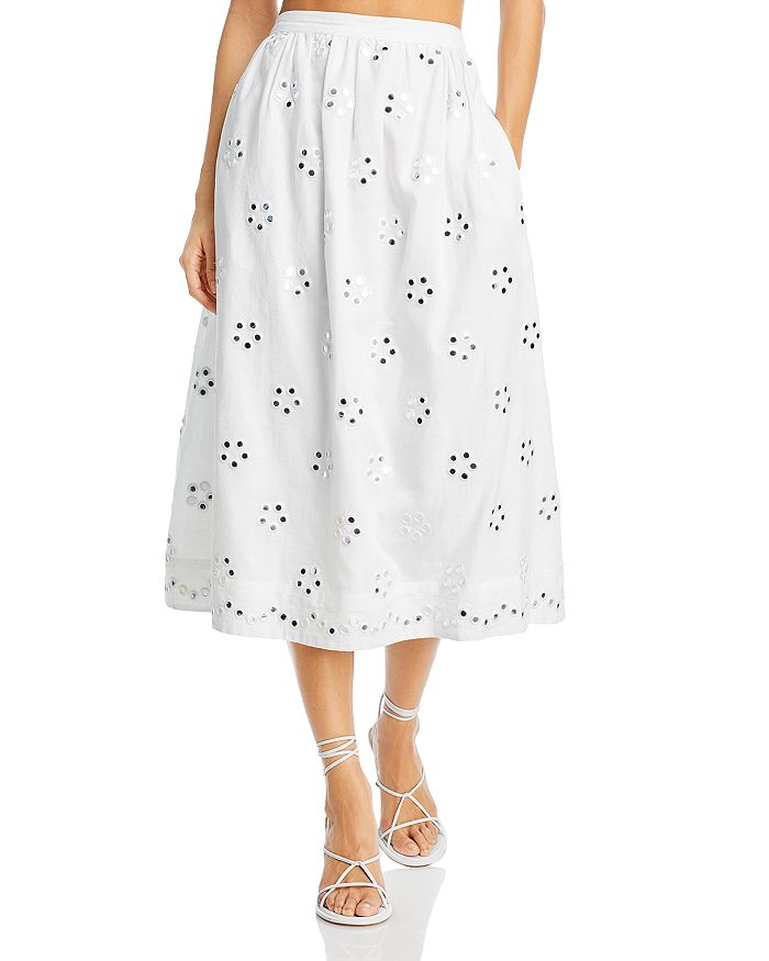 RHODE Aaron Mirror Eyelet Midi Skirt | Bloomingdale's