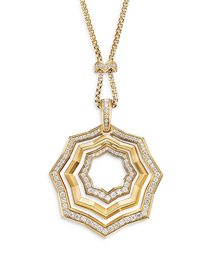 David Yurman Stax Zig Zag Pendant Necklace in 18K Yellow Gold with ...