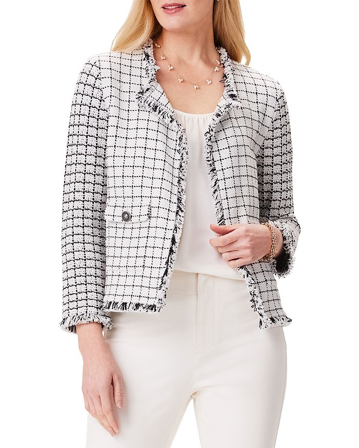 NIC+ZOE Grid Fringe Mix Knit Jacket | Bloomingdale's