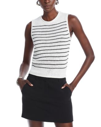 AQUA Striped Sleeveless Sweater - Exclusive | Bloomingdale's