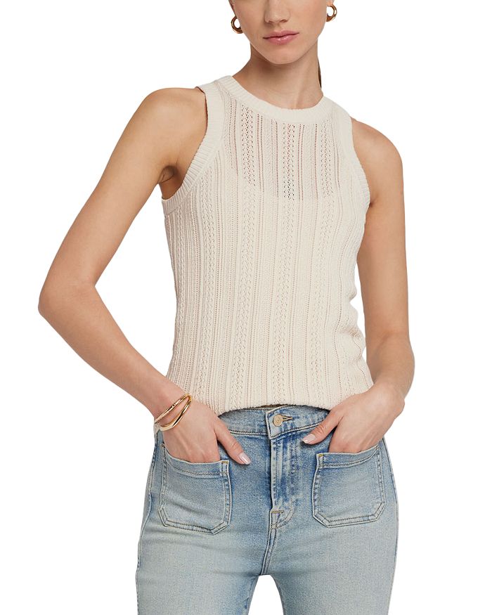 7 For All Mankind Pointelle Knit Sleeveless Top | Bloomingdale's