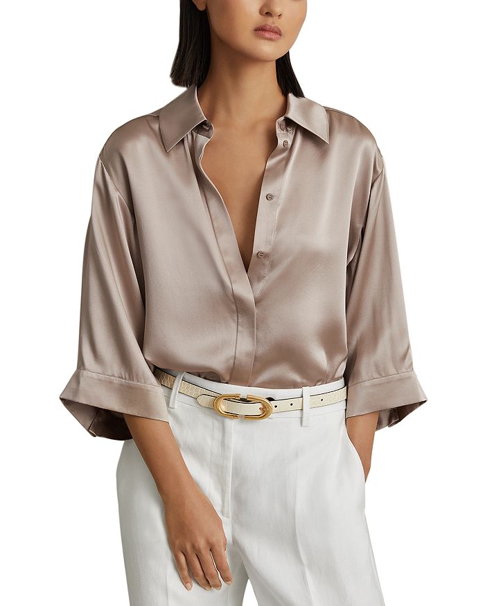 REISS Winnie Silk Wide Sleeve Shirt | Bloomingdale's
