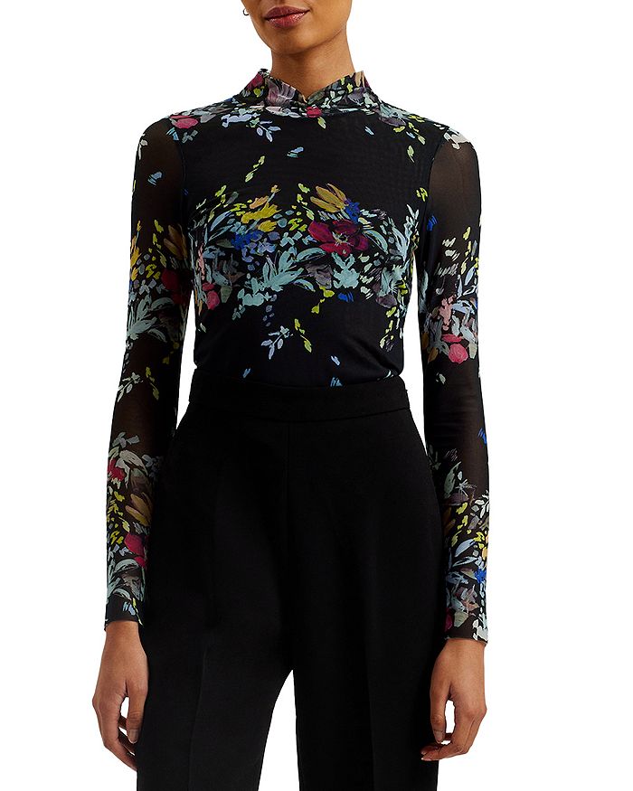Ted Baker Printed Mesh Long Sleeve Top | Bloomingdale's