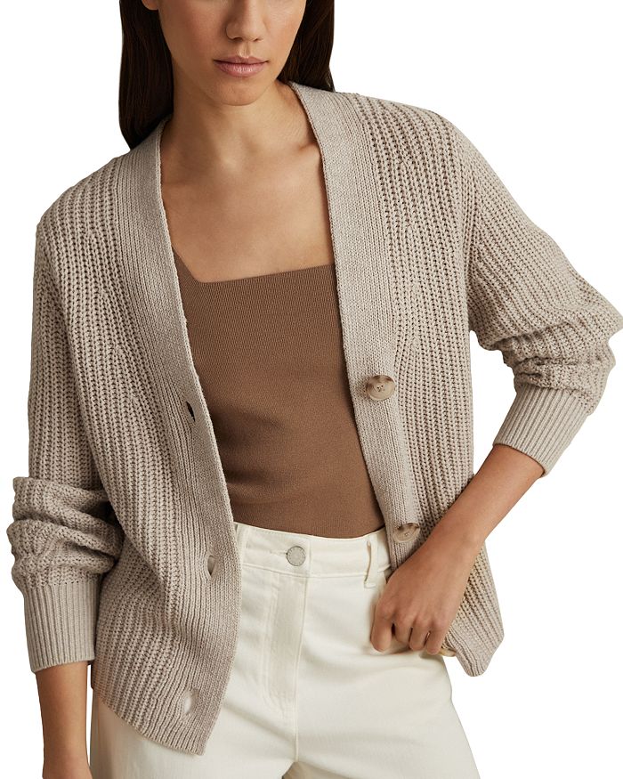 REISS Ariana Ribbed Cardigan | Bloomingdale's