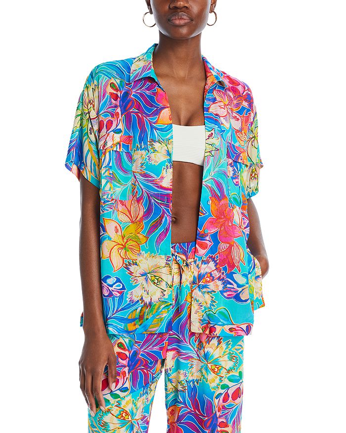 Johnny Was Helena Camp Shirt Swim Cover-Up | Bloomingdale's