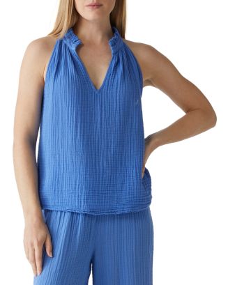 Michael Stars Viola Split Neck Cotton Tank Top | Bloomingdale's