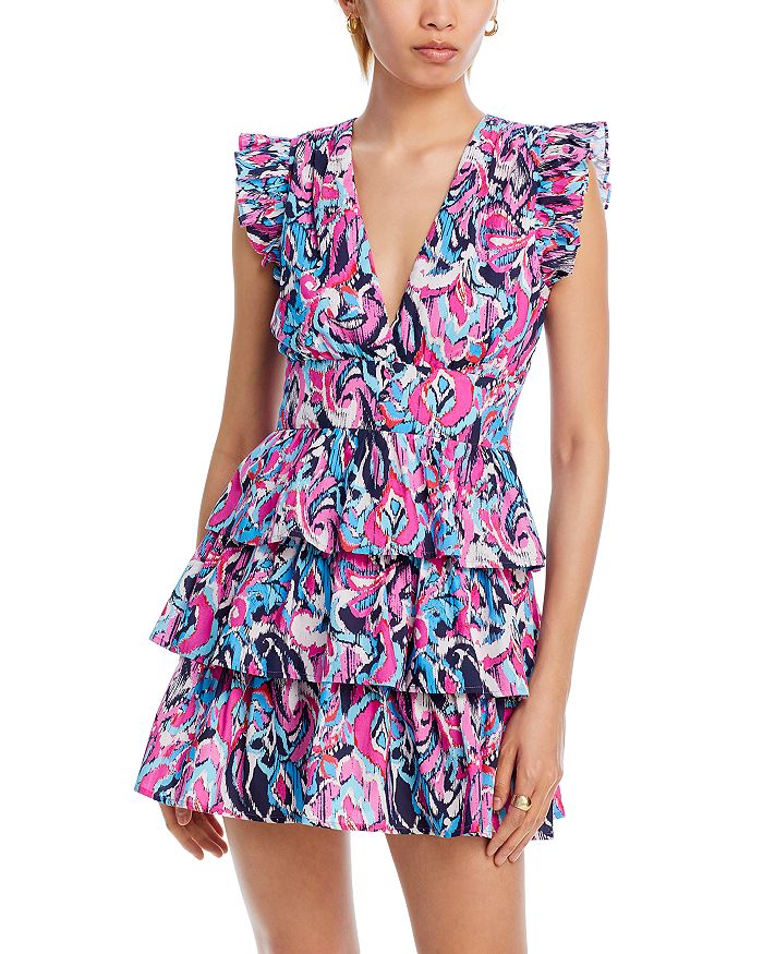 AQUA V Neck Ruffled Mini Dress - Exclusive | Bloomingdale's