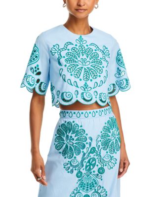 FARM Rio Embroidered Crop Top | Bloomingdale's