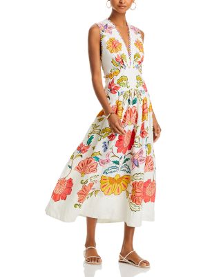 FARM Rio Floral Insects Plunging Neck Dress | Bloomingdale's
