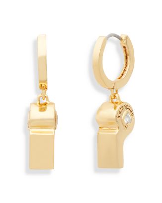 kate spade new york Cubic Zirconia Whistle Charm Huggie Hoop Earrings ...