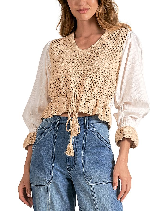 Elan Mixed Media Top | Bloomingdale's