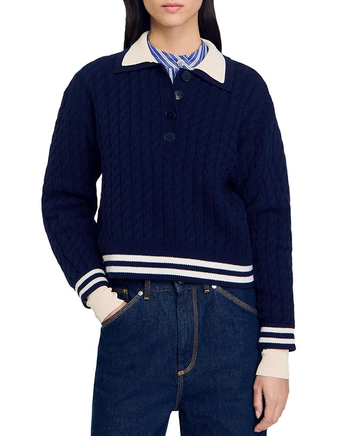 Sandro Fred Cable Knit Sweater | Bloomingdale's