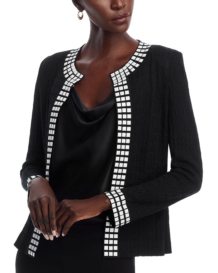 Misook Studded Jewel Neck Knit Jacket | Bloomingdale's