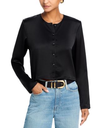 LESET Crewneck Button Front Cardigan | Bloomingdale's