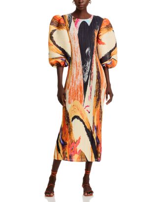 Nancy Yang Crinkled Bubble Sleeve Dress | Bloomingdale's