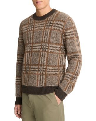 Vince Brushed Glen Plaid Crewneck Sweater | Bloomingdale's