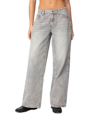 Click here for Edikted Magda Low Rise Acid Wash Jeans prices