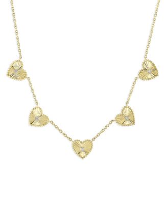 Shy Creation 14K Yellow Gold Kate Diamond Bezel Heart Collar Necklace ...