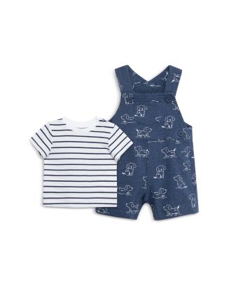 Little Me Boys' Striped Tee & Puppies Shortall Set - Baby | Bloomingdale's