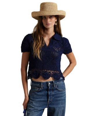 Ralph Lauren Pointelle Cotton Polo Shirt | Bloomingdale's