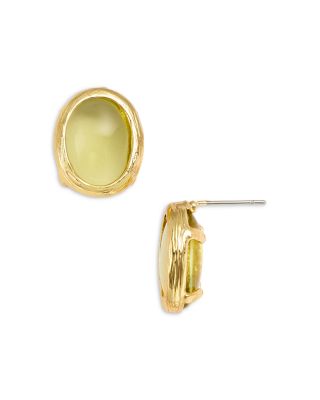 Click here for Aqua Oval Stone Stud Earrings in Gold Tone - Exclu... prices