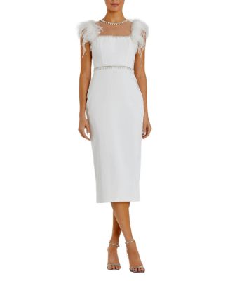 Click here for Mac Duggal Feather Cap Sleeve Pearl Embellished T-... prices