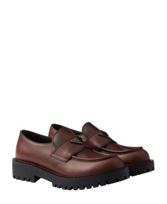 Click here for Prada Mens Brushed Leather Loafers prices