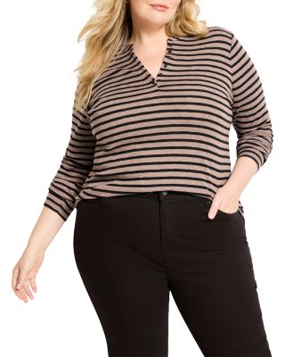 Click here for Nzt By Nic+Zoe Striped Long Sleeve Henley Tee prices
